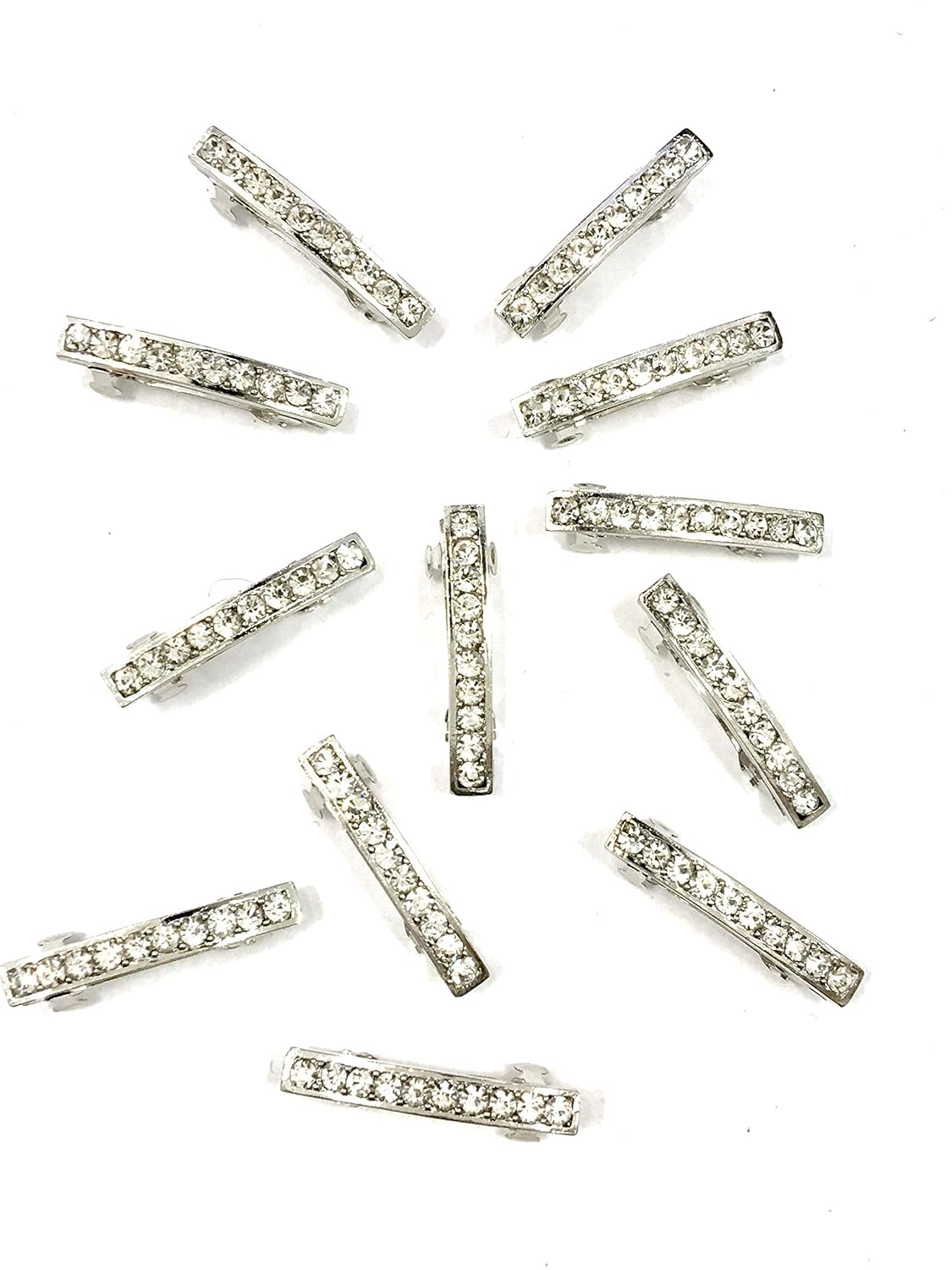 Amazon.com : 12 Pieces Hair Crystal Barrette with Silver Metal Clip ...
