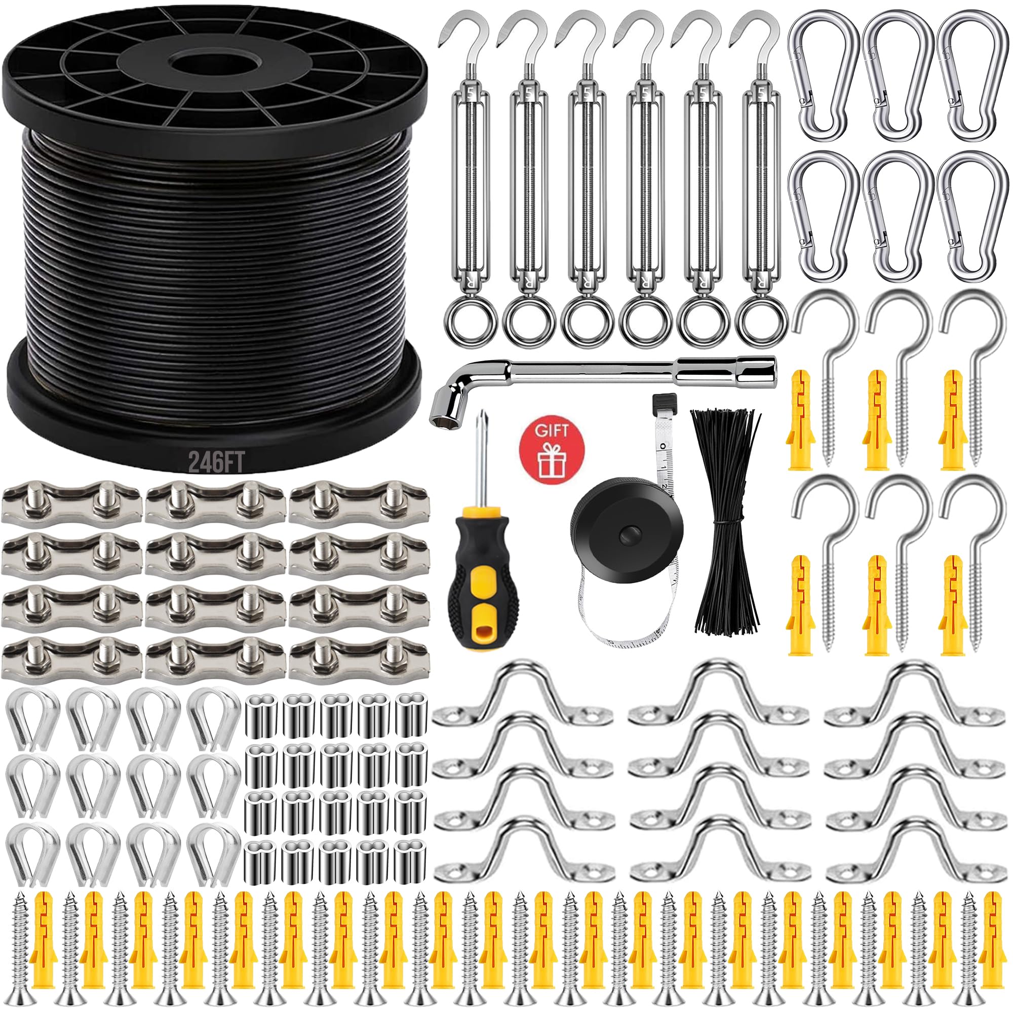 Mua YingYa BIS 3/32" Wire Rope,304 Stainless Steel Cable,String Light Hanging Kit, Outdoor Light ...