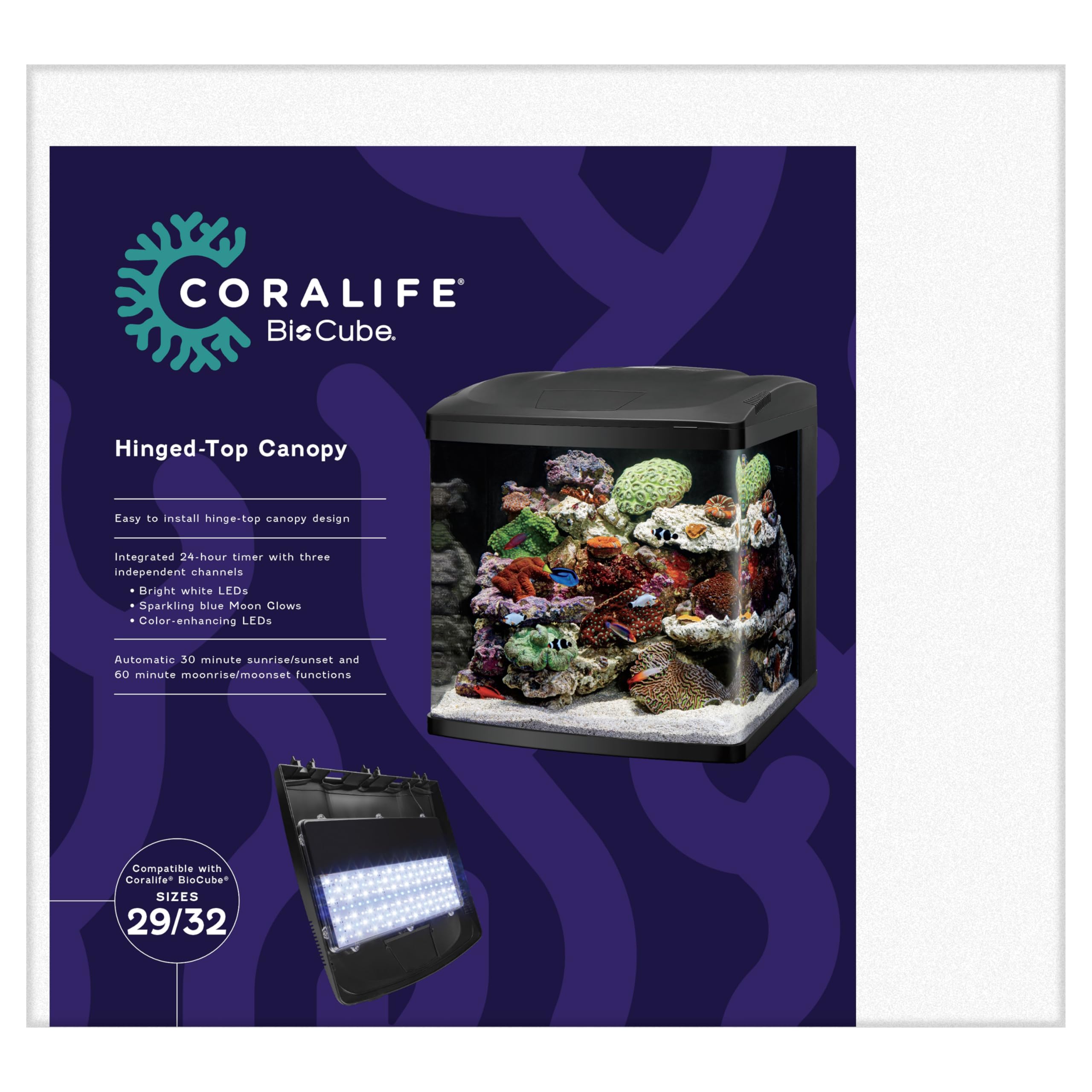 Coralife BioCube LED Aquarium Fish Tank Replacement Lid Canopy, 29/32 ...