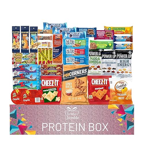 Jumbo Jumble Snack Box (40 Count) Protein Gift Care Package Snacks ...