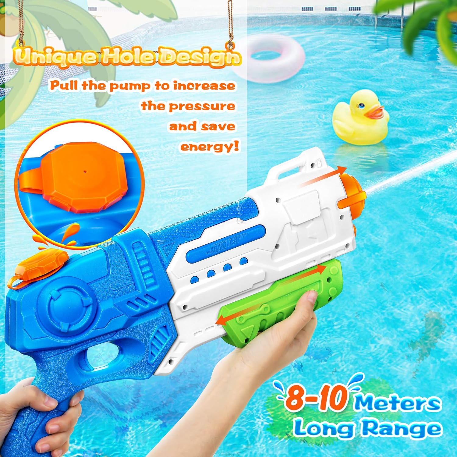 lenbest 2 Pack Water Gun for Kids, Powerful Water Pistol with 900ML ...