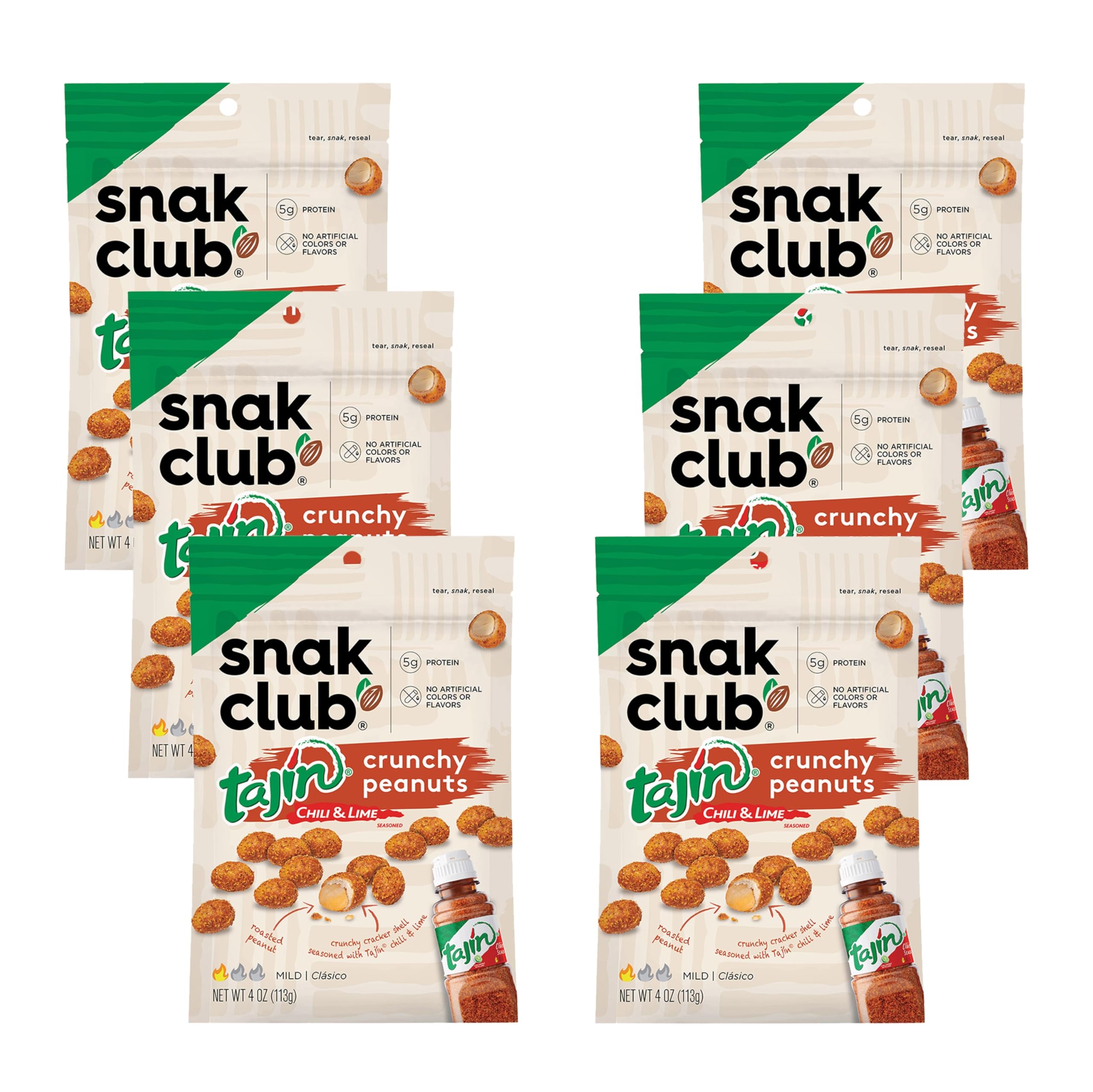 Snak Club Tajin Crunchy Peanuts, Nuts with Chili and Lime Seasoning ...