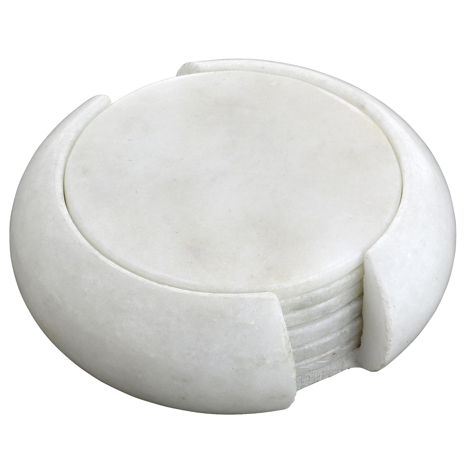 Shalinindia Handmade Round White Stone Marble Drink Coasters Set of 6 ...