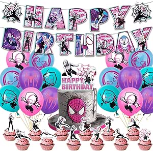 Amazon.com: Spider girl Birthday Party Decorations,Pink Super Girls ...