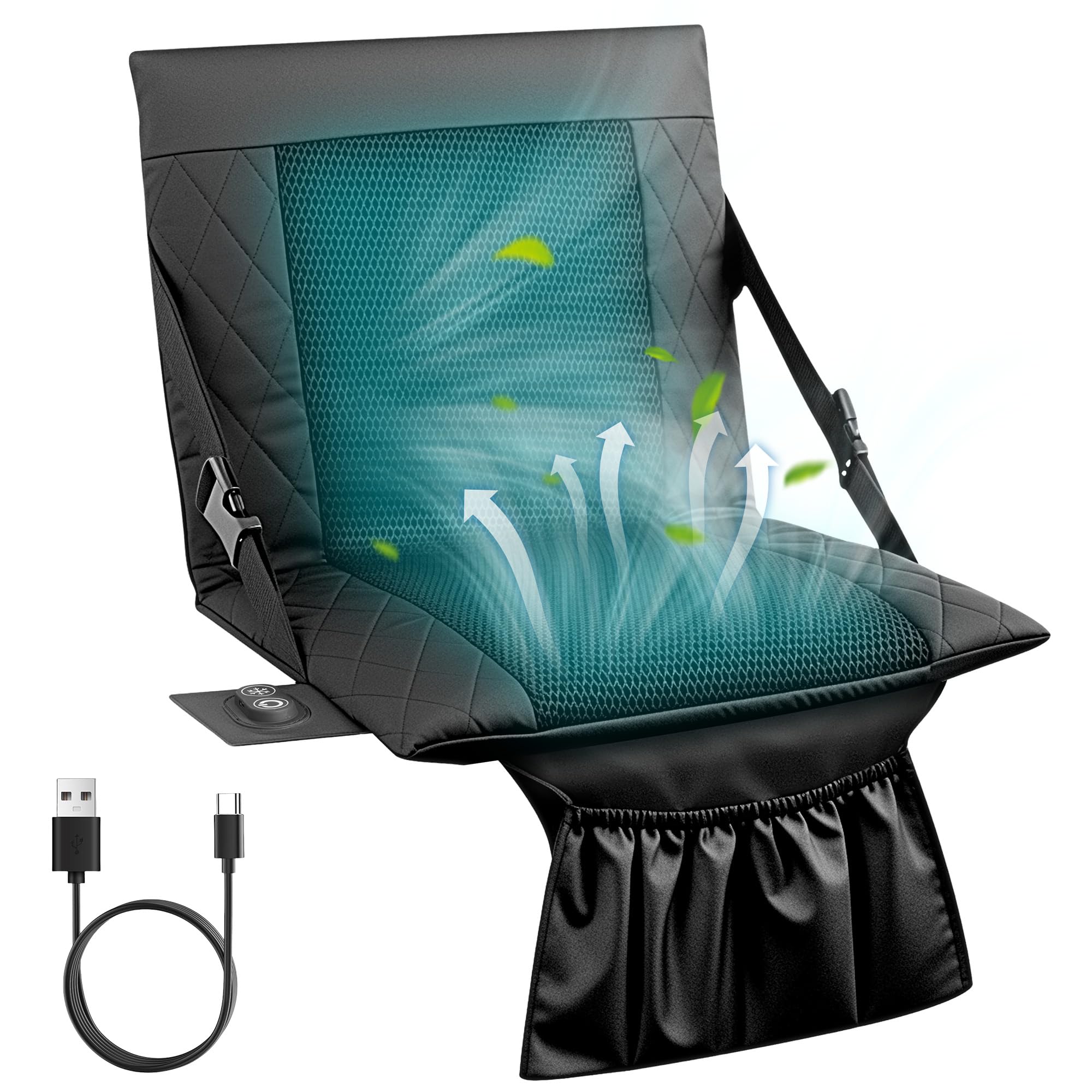 Cooling Stadium Seat with Back Support Bleacher Chair, Cooling Car Seat ...