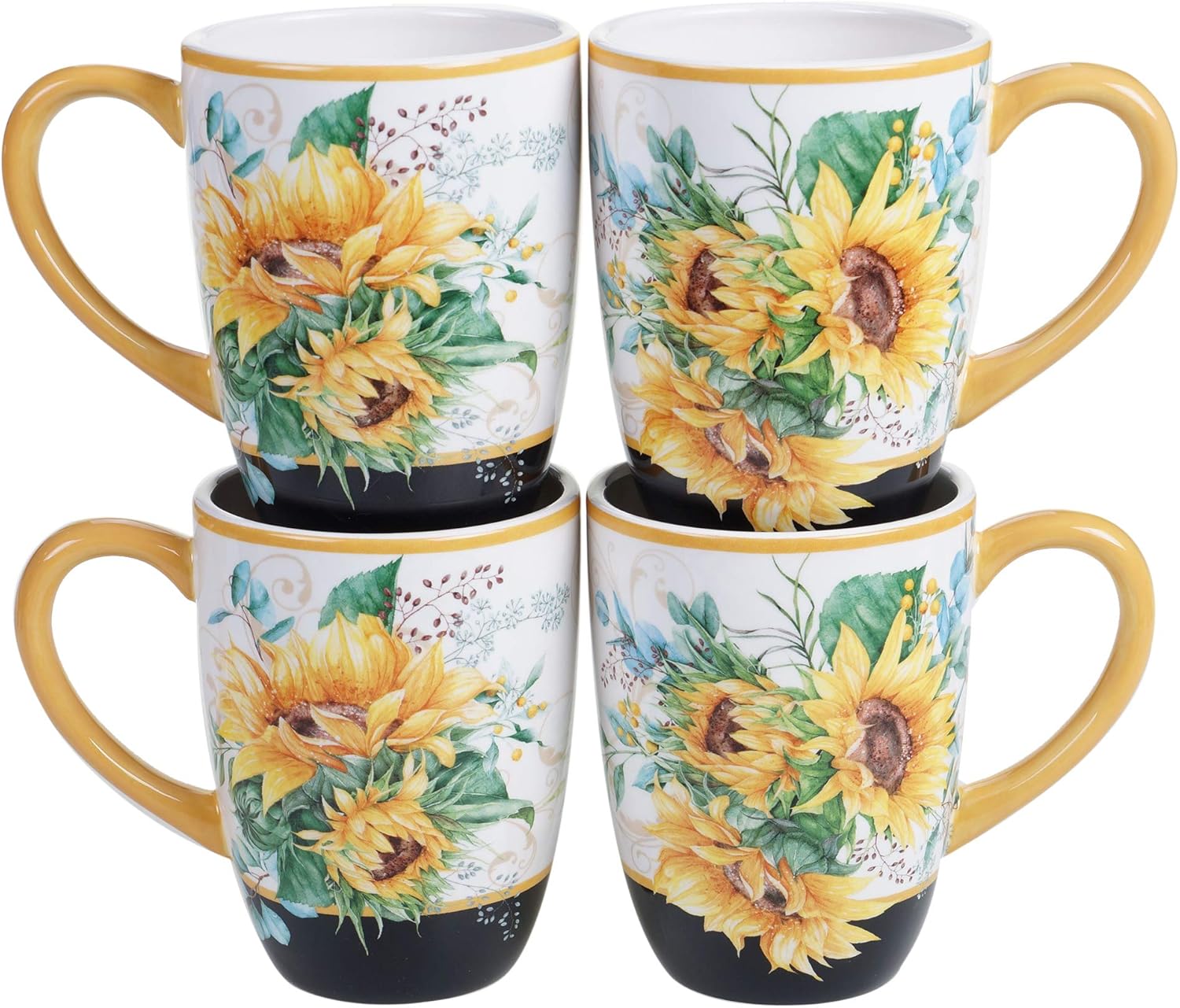 Amazon.com | Certified International 28167SET4 Sunflower Fields 18 oz ...