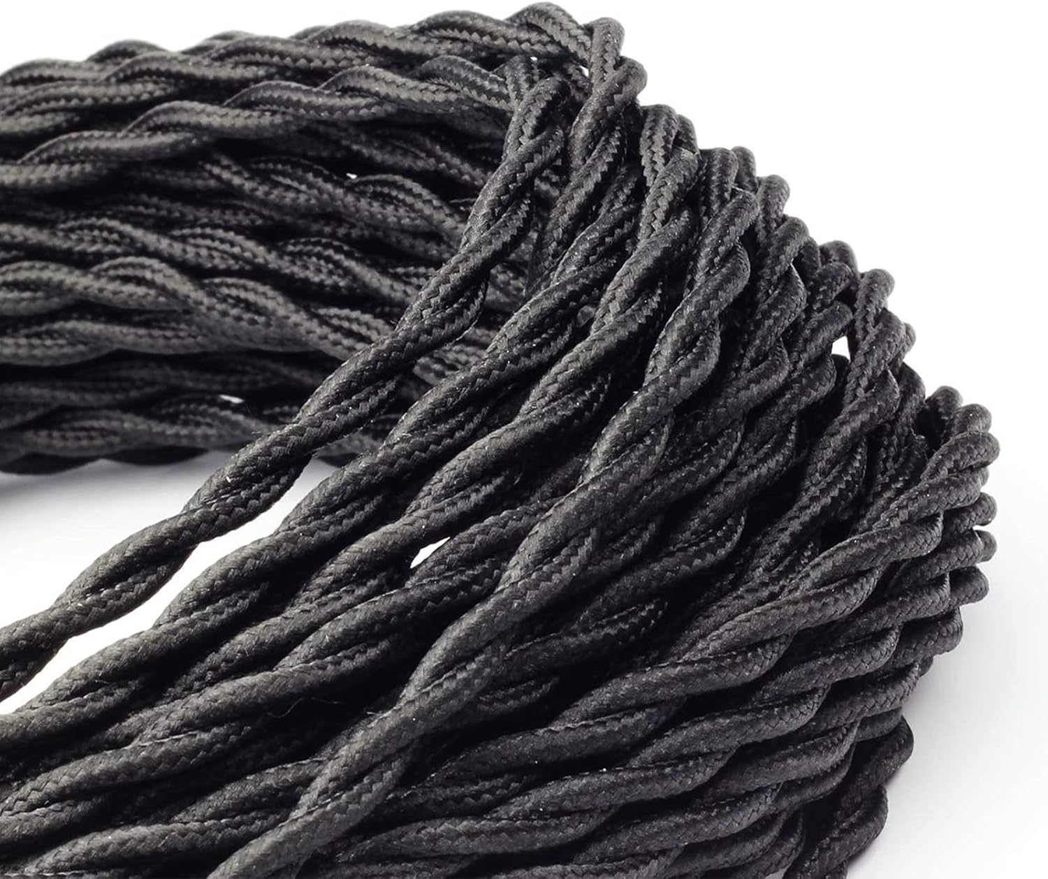 GreenSun 10 metres 2 Core Black Textile Cable Twisted Fabric Lamp ...
