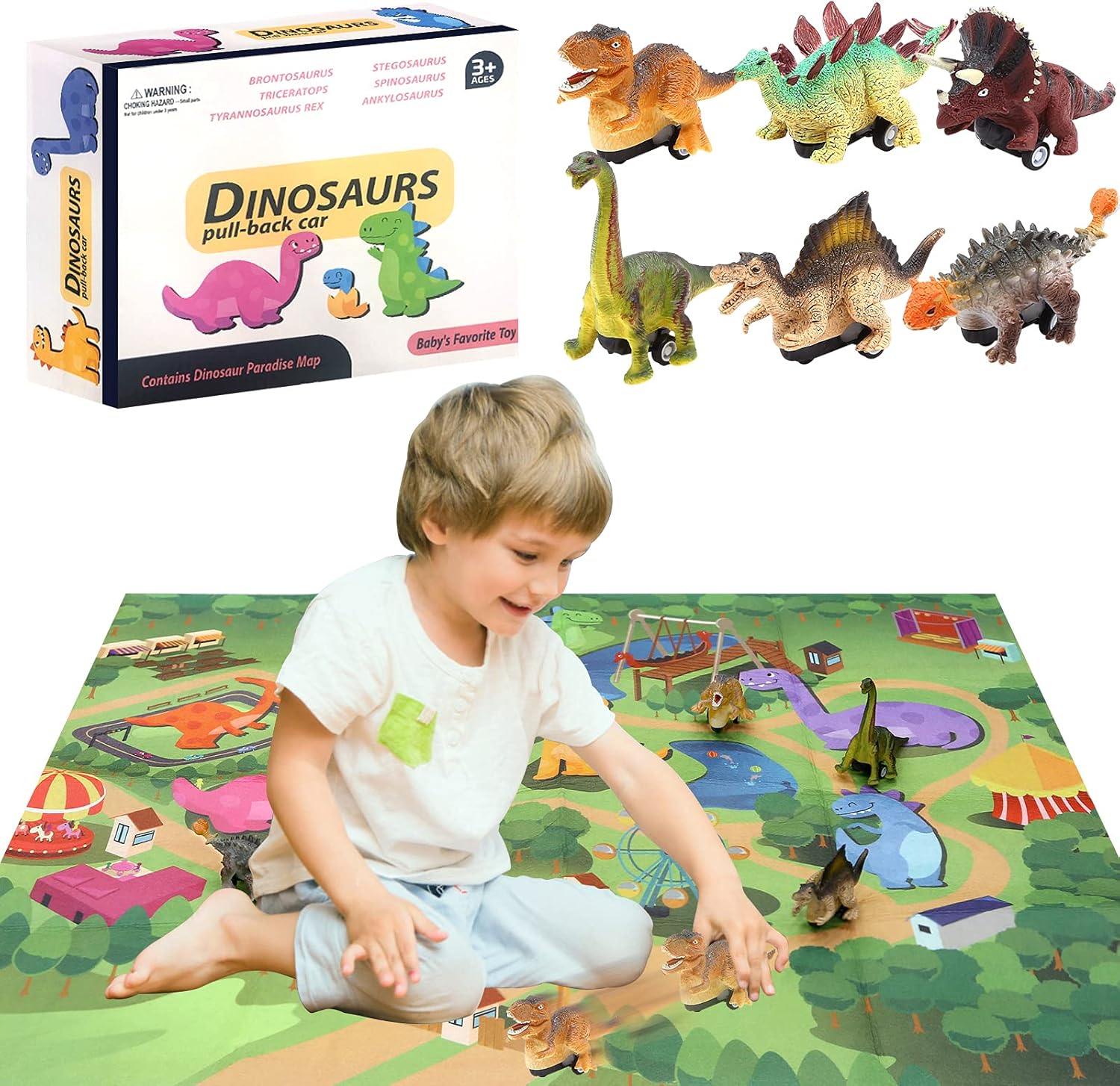 Dinosaur Pull Back Cars, 6 Pack Kids Dinosaur Toys Car for Boys ...