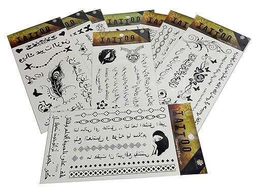 12 Sheets Temporary Self Adhesive Transfer Arabic Arabian Tattoo ...