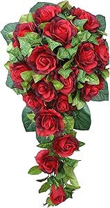 Amazon.com: Red Silk Rose Cascade - Bridal Wedding Bouquet : Home & Kitchen