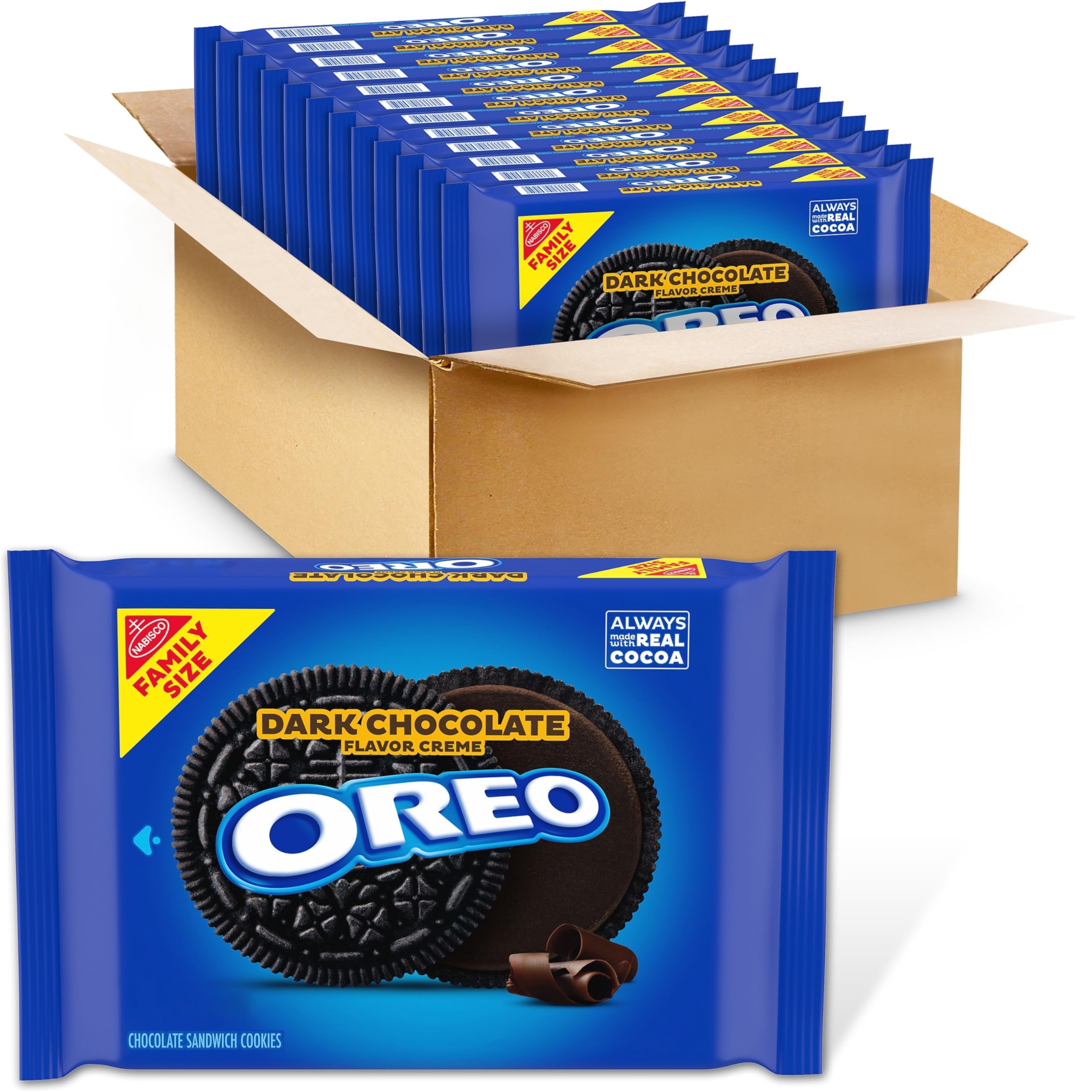 OREO Dark Chocolate Creme Chocolate Sandwich Cookies, Family Size, 12 ...