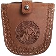 Hulara Top Grain Buff Leather Horse Tooling Ammo Pouch for .38 .45 22LR ...