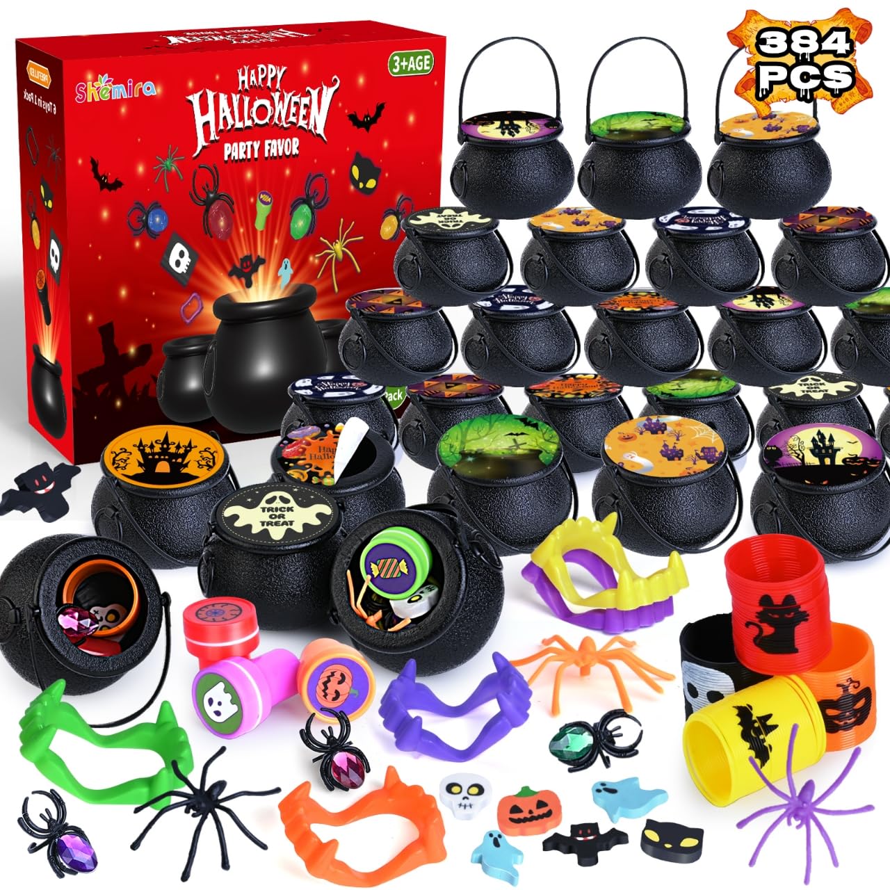 384 PCS Halloween Party Favors Bulk for Kids, 48 Pack Prefilled Witch ...