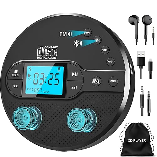 Sunoony Portable CD Player with Bluetooth, Walkman CD Player with FM ...