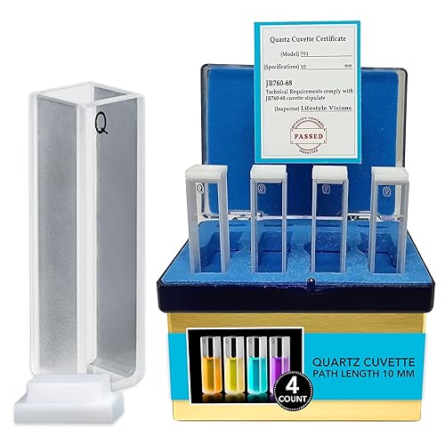 Cuvette Quartz for Spectrophotometer, 4 Pack, 3.5 mL Spectrometer Cell ...