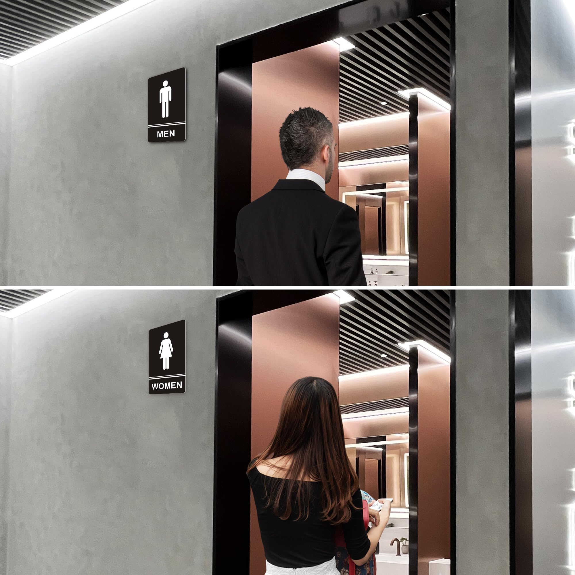 Restroom Sign - (2 Pack ) Metal Restroom Signs For Business With Strong ...