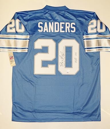 Barry Sanders Signed Jersey - Vintage Blue Pro Style W HOF W Auth - JSA ...
