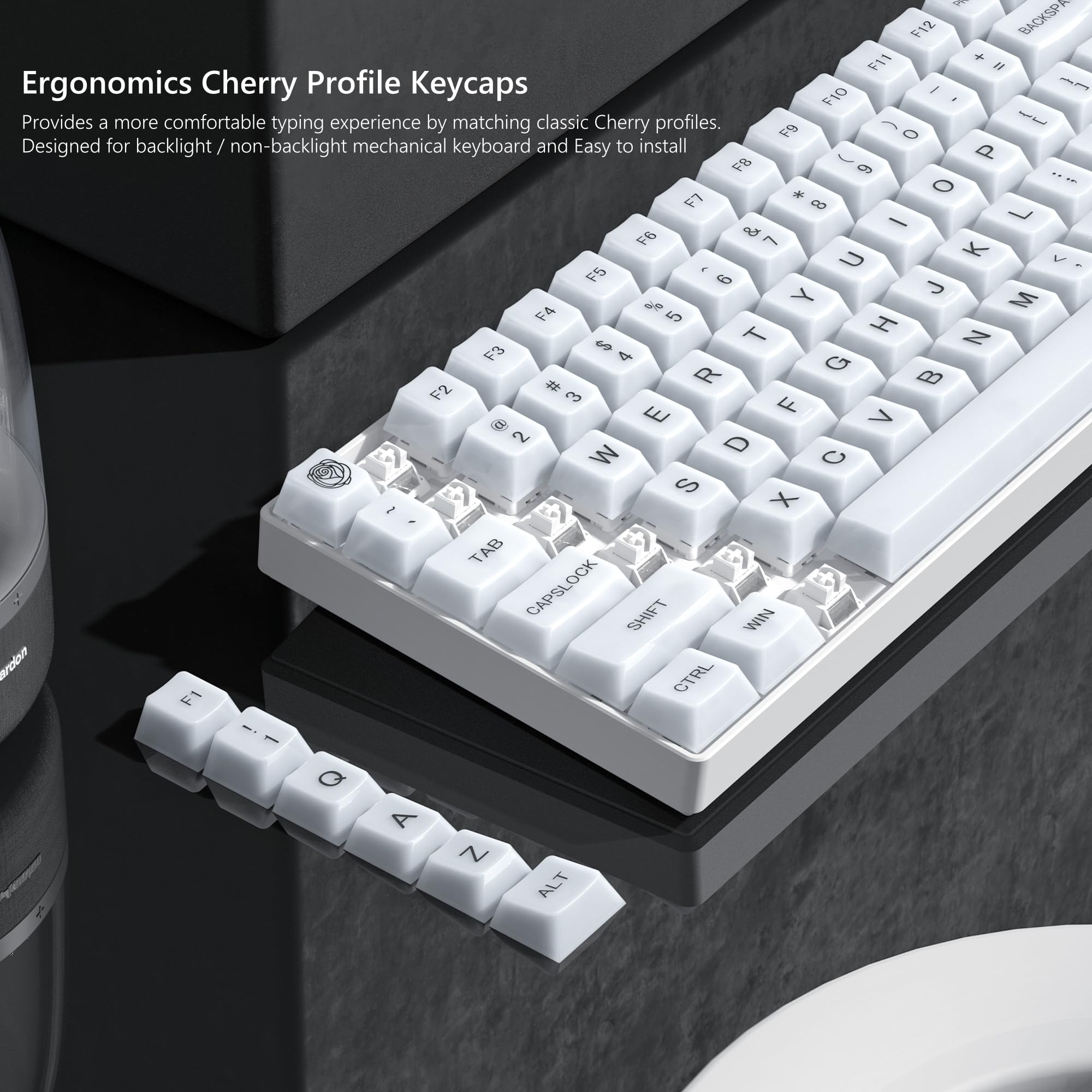 Mua Womier Keyboard Keycaps Jelly, Clear White Key Caps 60 75 100 ...