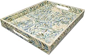 Creative Rectangular Mother of Pearl Shell Severing Tray Lacquer Wooden ...