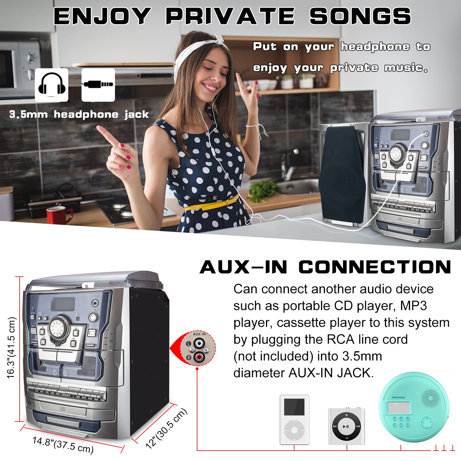 Mua All-in-One Vinyl Record Player, 3 Speed Stereo Turntable CD Player ...