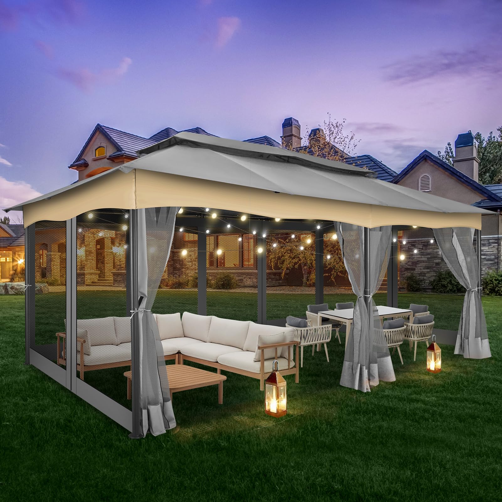 HOTEEL 12x20 Gazebo on Clearance, Outdoor Gazebo Tent with Mosquito ...