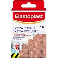 Elastoplast Extra Tough Waterproof Adhesive Bandages, 15 Strips, Beige | Flexible Fabric ...