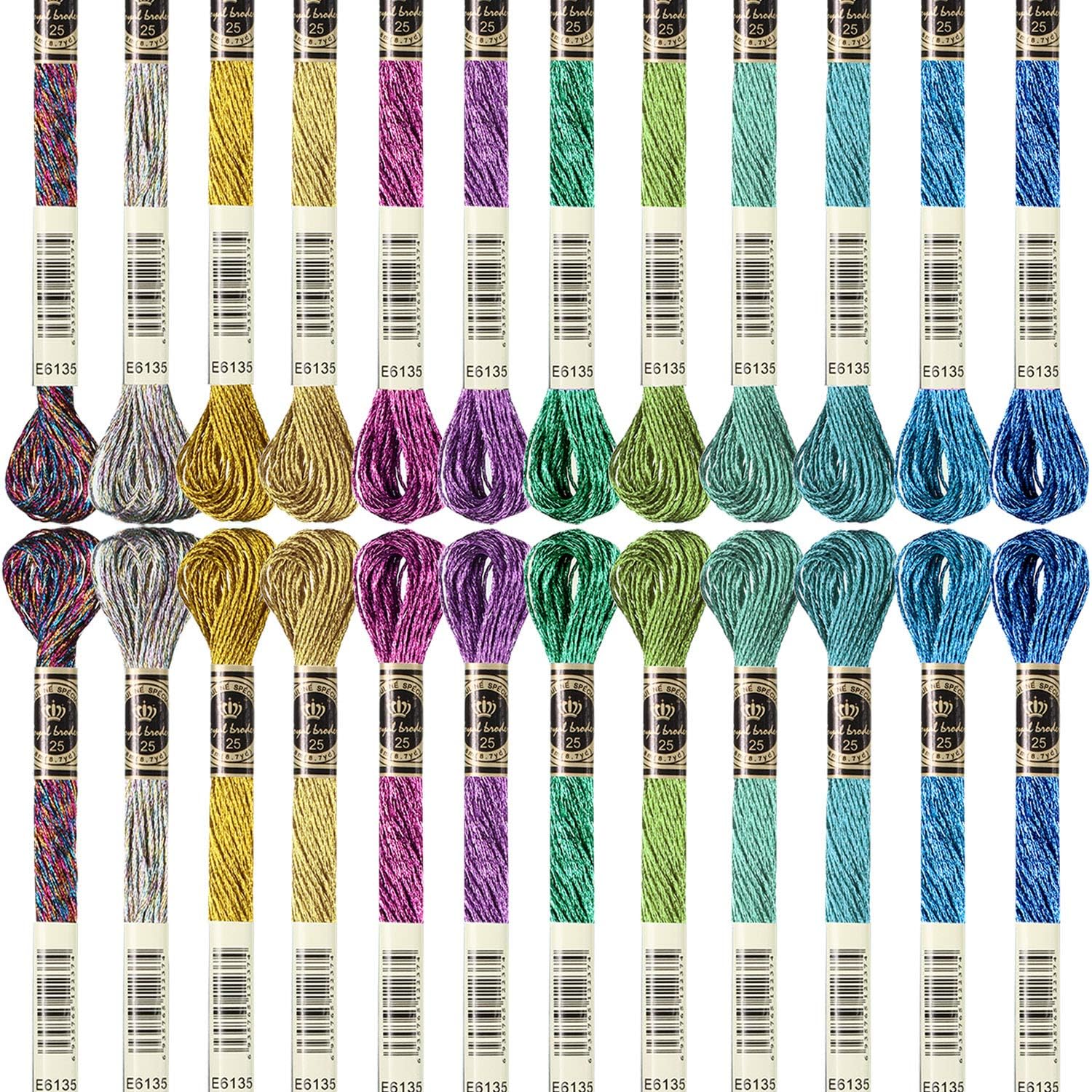 Fili e gomitoli 24 Pezzi Fili da Ricamo Metallici per Matassa Filo da ...