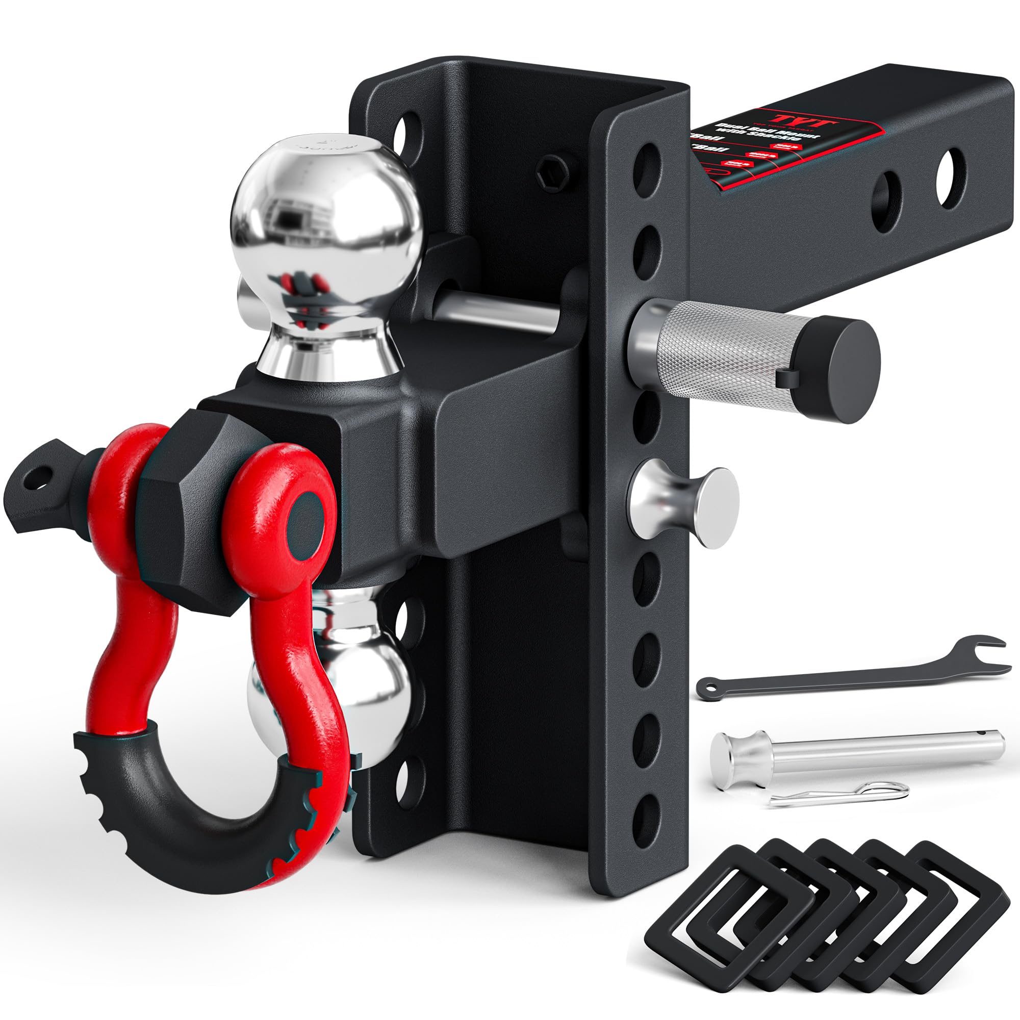 TYT Adjustable Trailer Hitch Ball Mount with Lock&Pin&Rotatable Tow ...