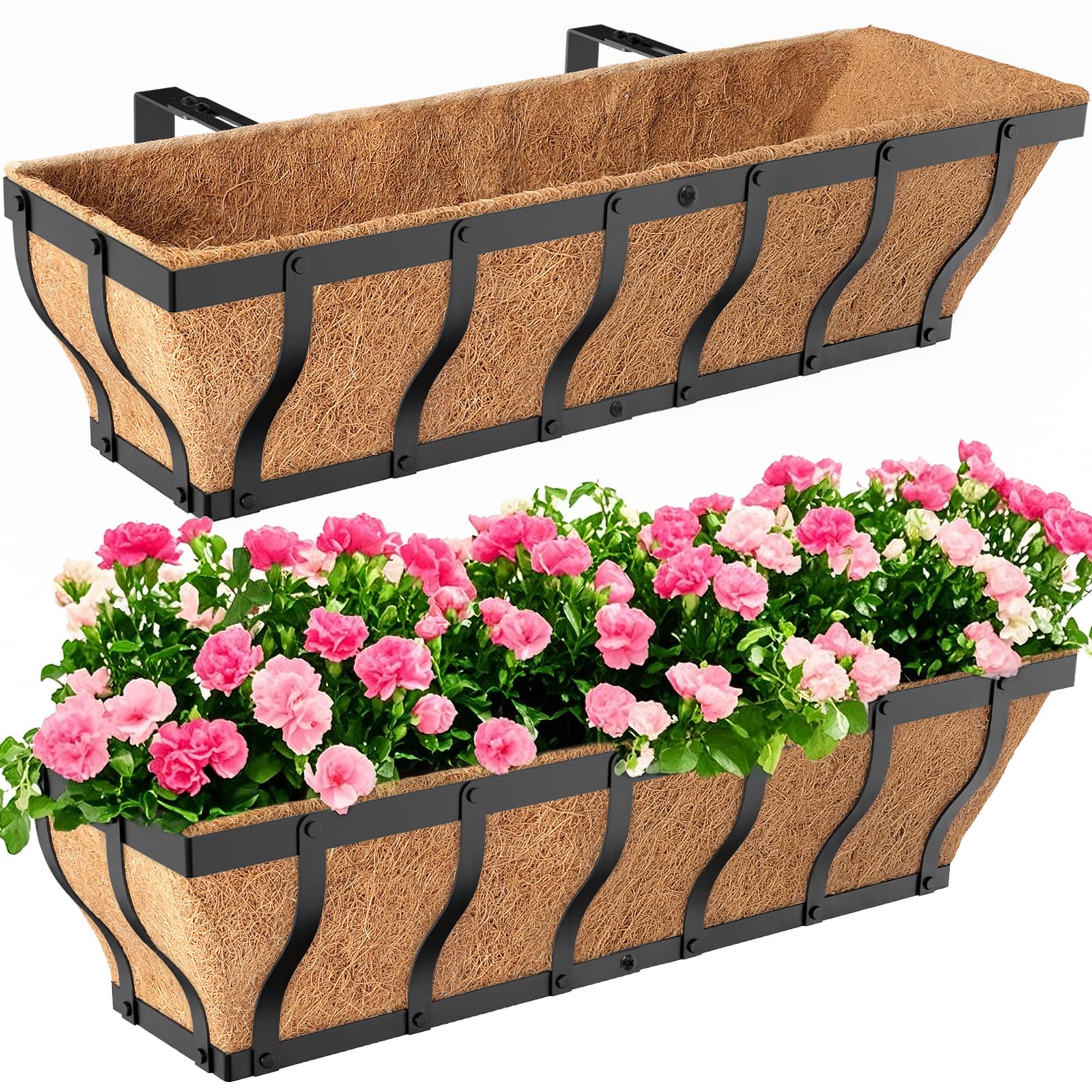 VOXOR Railing Planter Boxes, Heavy Duty Window Box Planters, Adjustable ...