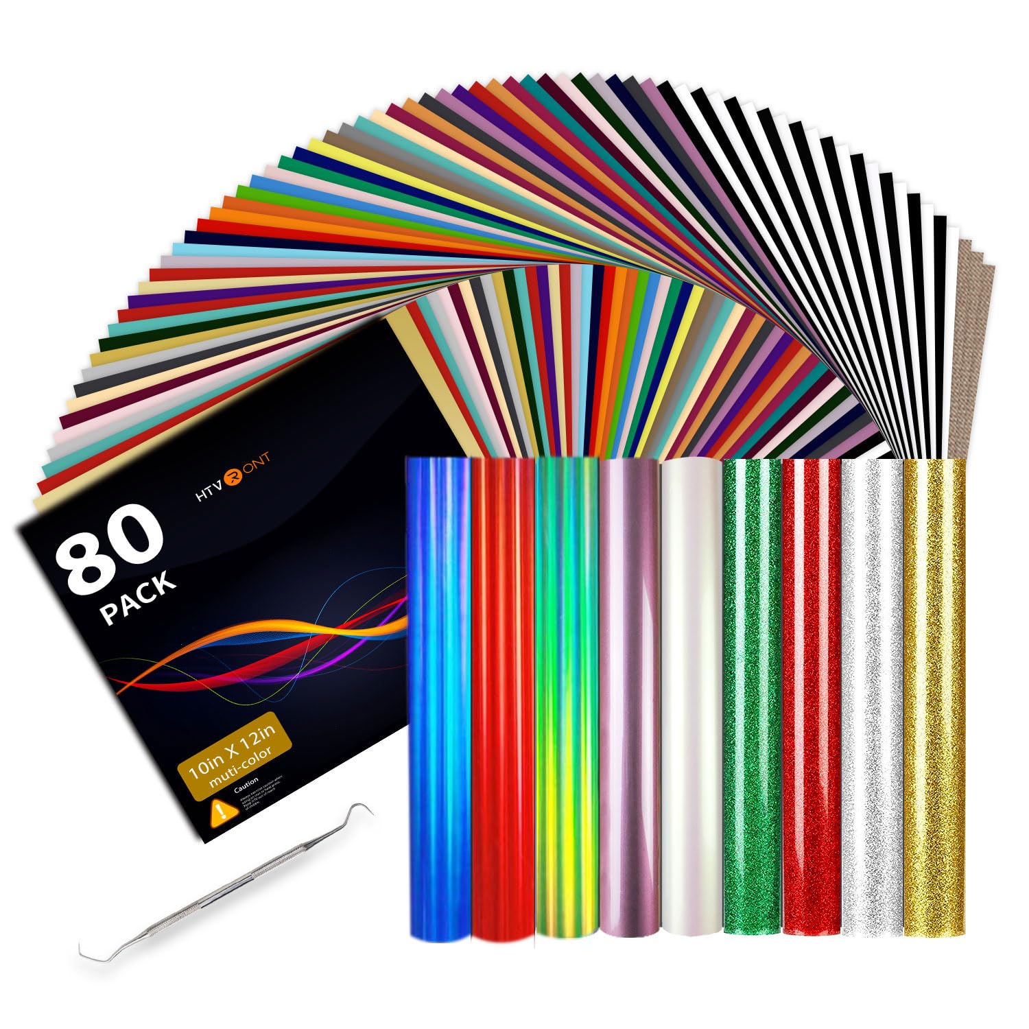 HTVRONT HTV Heat Transfer Vinyl Bundle: 80 Pack 12" x 10" Iron on Vinyl ...