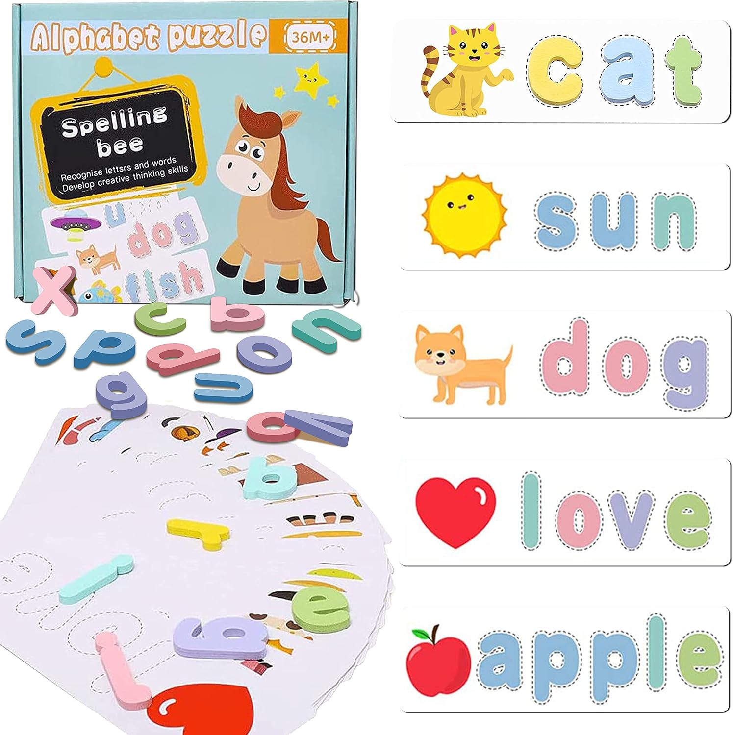 FLYFLY Alphabet Flash Cards for Toddlers, Preschool Spelling Words ...
