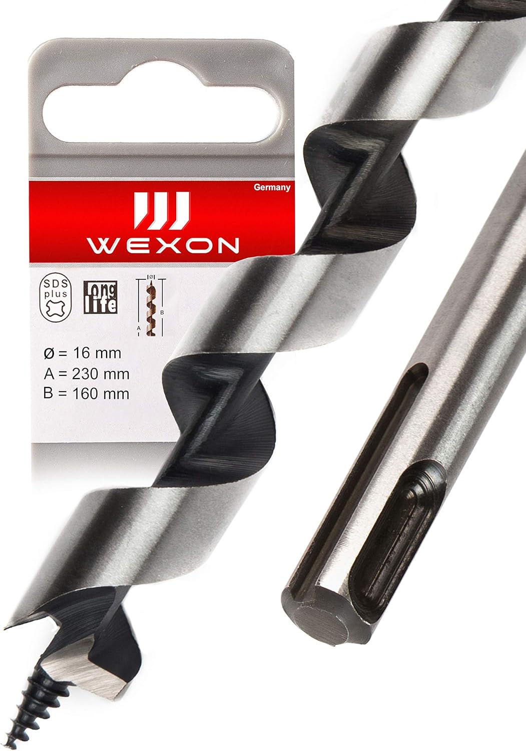 SDS Plus Schlangenbohrer 16mm x 230 - Extra Lang - Holzspiralbohrer ...