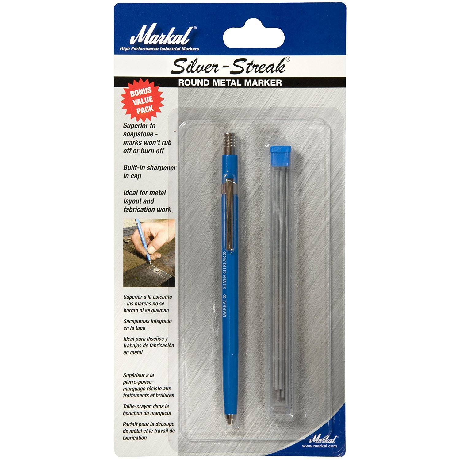 Markal 96107 Silver-Streak Round Metal Marker with 6 Refills: Amazon.ca ...