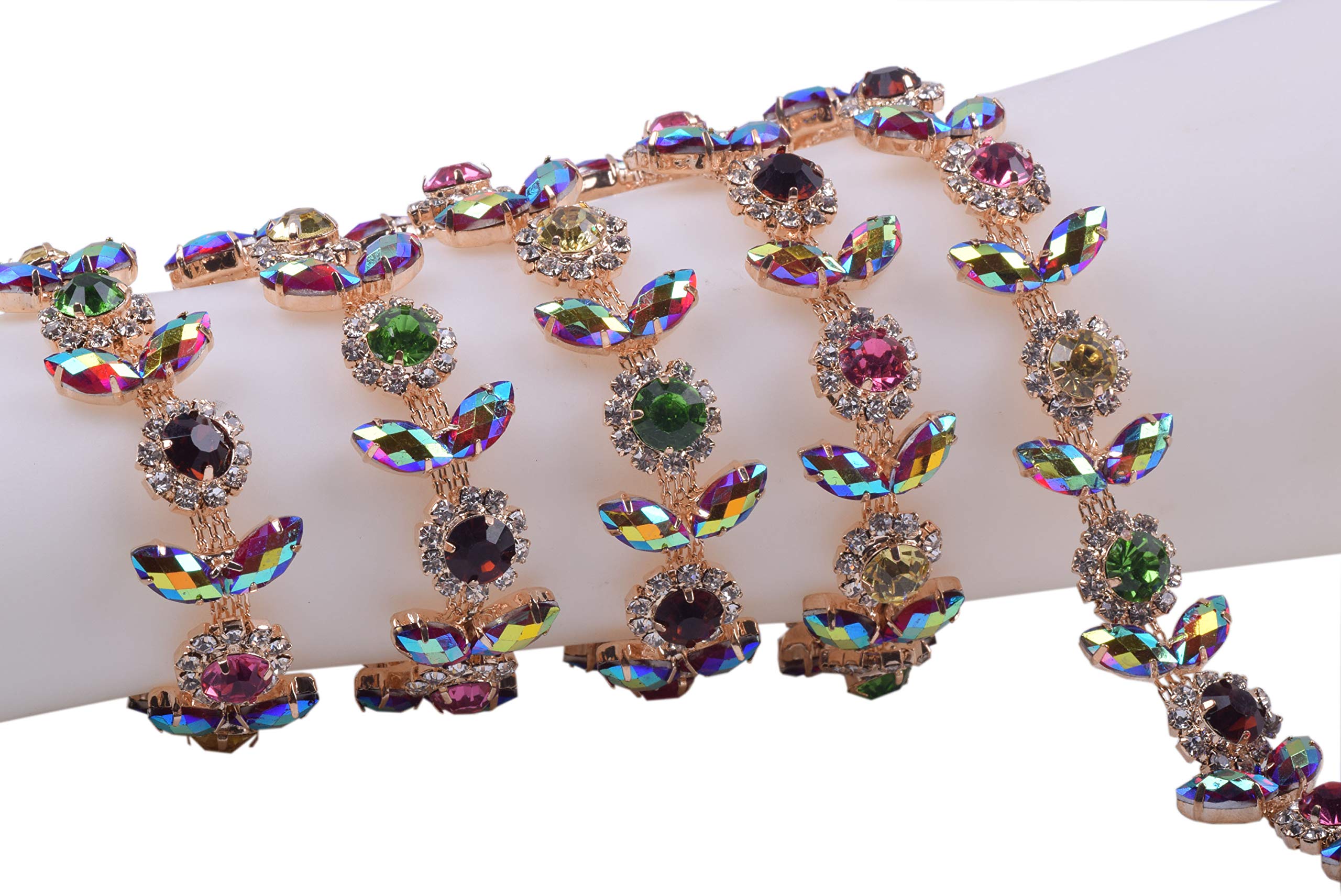 KAOYOO 1 Yard Flower Shaped Full Diamond Crystal Rhinestone Chain in ...