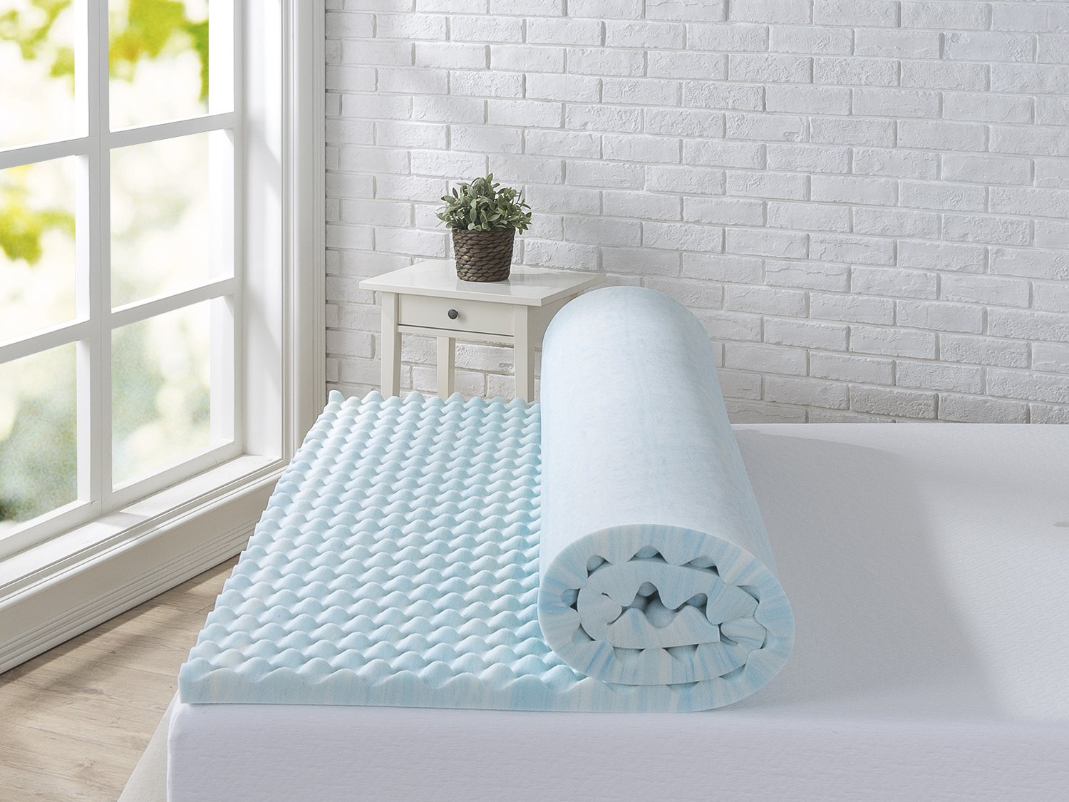 Zinus 2 Inch Swirl Gel Memory Foam Air Flow Topper, Queen