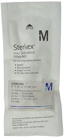 EMD Millipore Sterivex-GV SVGV010RS PVDF Filter Unit, Hydrophilic, 0 ...