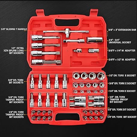 Mua LLNDEI Master Torx Bit Socket Set 1/4 3/8 1/2-Inch and External ...