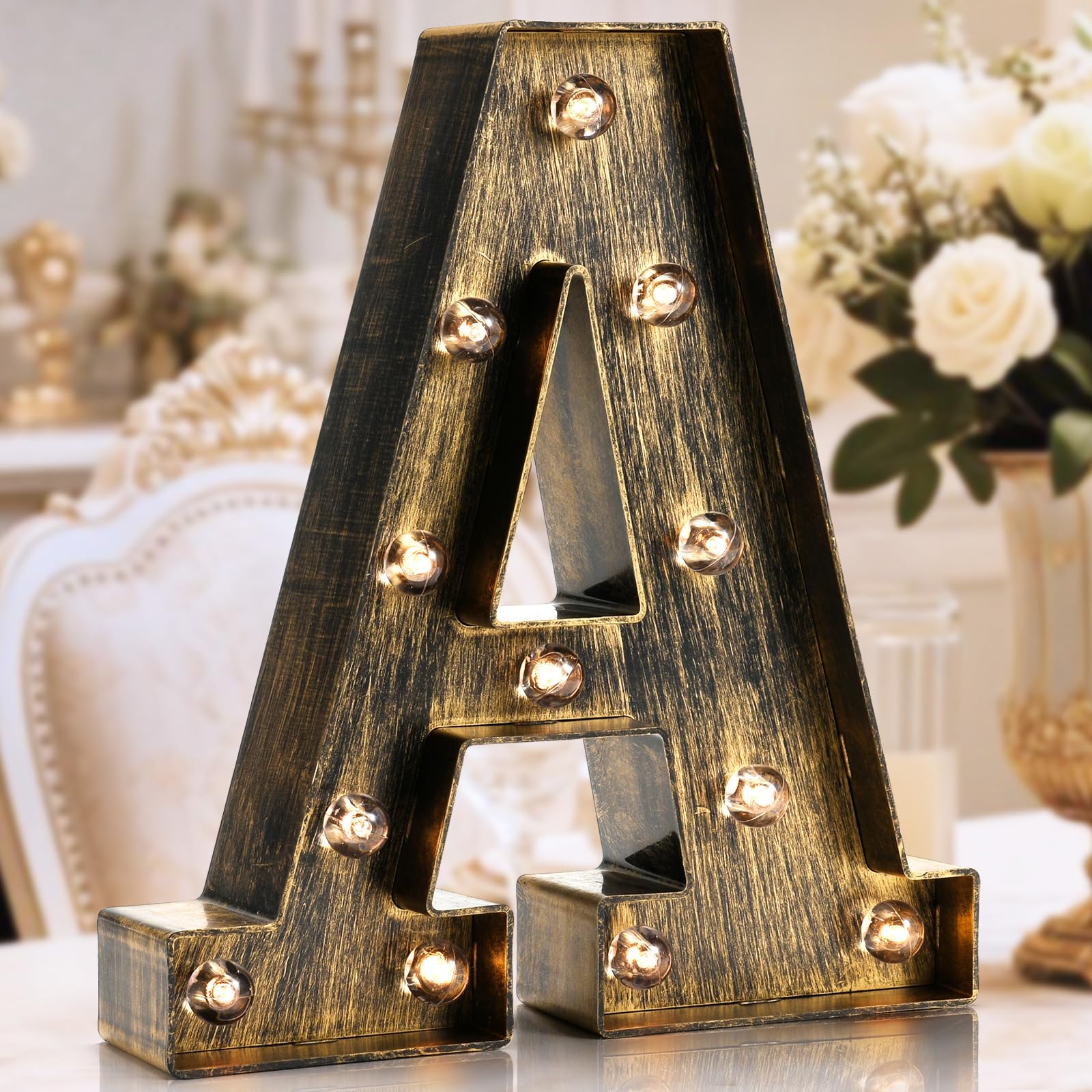 OYCBUZO Golden Black Led Marquee Letter - Industrial, Vintage Style ...