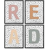 Amazon.com: GOXFOC Boho Neutral Read Letters Wall Art Prints Unframed ...