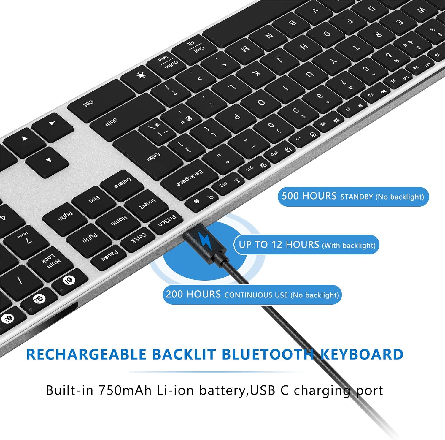 Jelly Comb Backlit Bluetooth Keyboard, Multi-device Illuminated ...