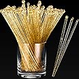Amazon.com | 500 Pcs Gold Glitter Plastic Swizzle Sticks Crystal Cake ...