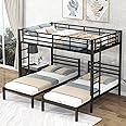 Amazon.com: Metal Triple Bunk Bed for 3, Full over Twin&Twin Size Bunk Bed with Built-in Shelf ...