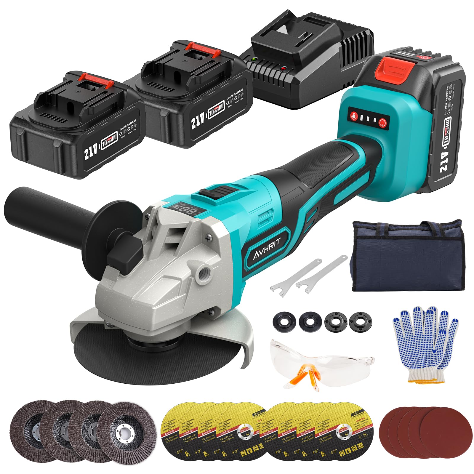 Mua Avhrit Cordless Angle Grinder 2X4.0AH Batteries, 21V Power Angle ...