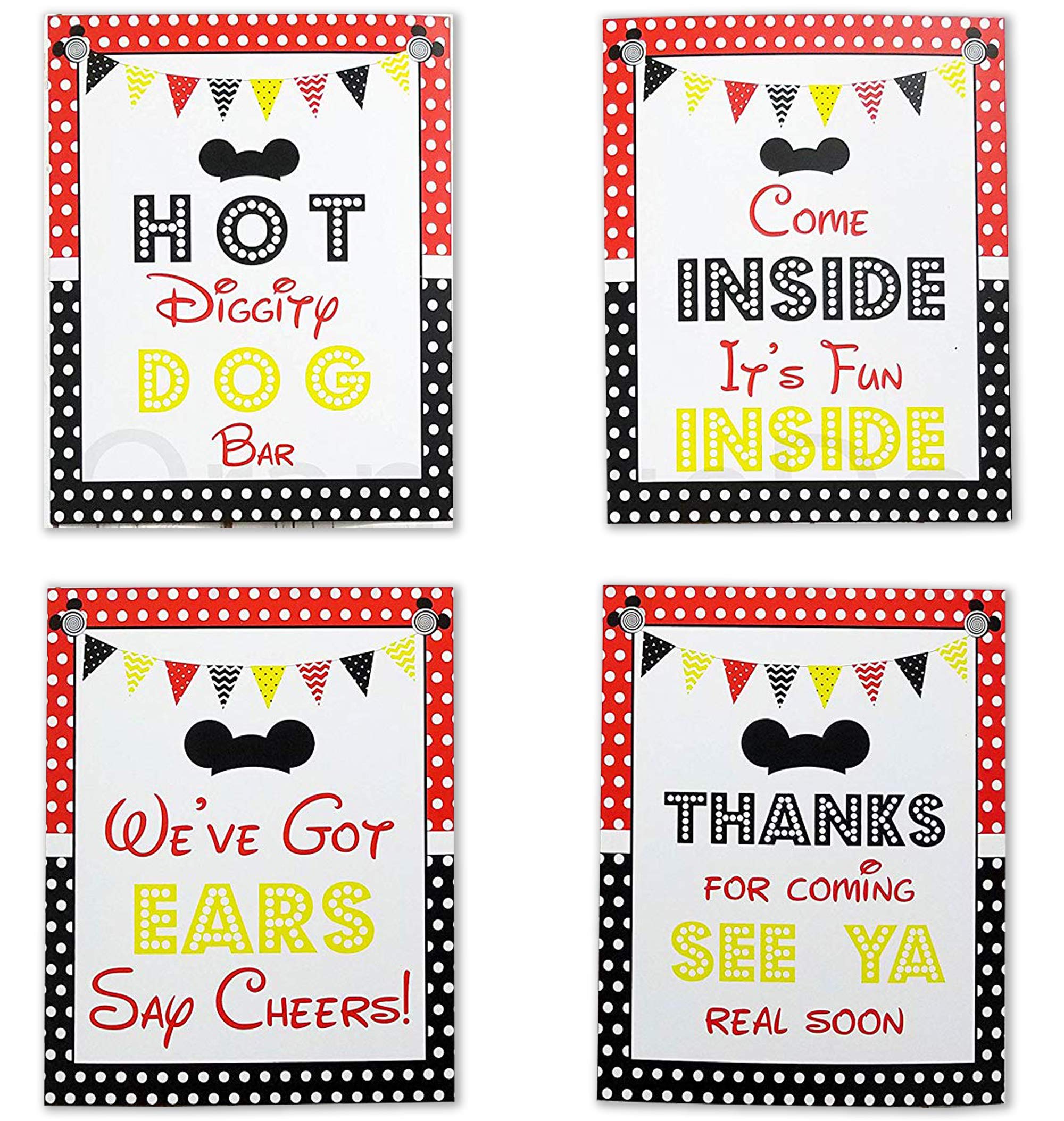 Mua Mickey Birthday Signs - 8" x 10" Set of 4 Mickey Mouse Party Signs ...