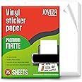 JOYEZA Premium Printable Vinyl Sticker Paper for Inkjet Printer - 25 Sheets Matte White ...