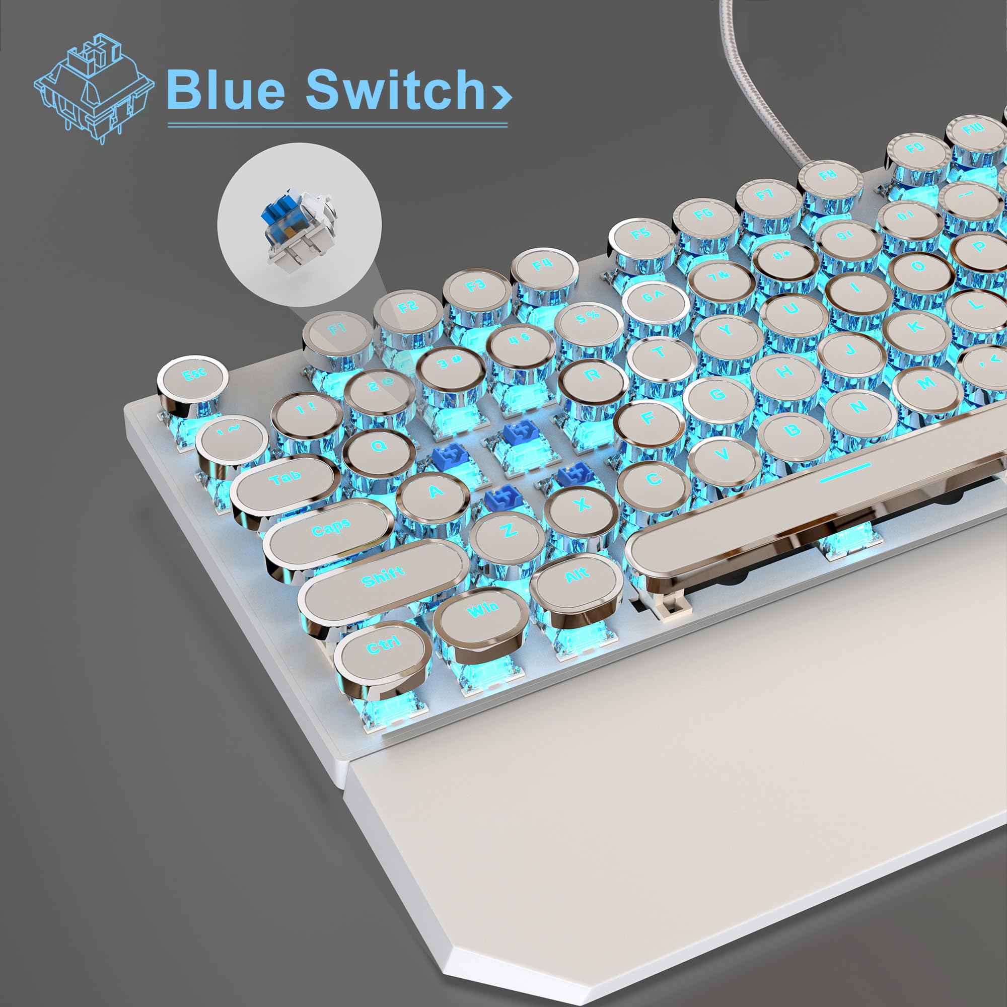 Mua MageGee Typewriter Mechanical Gaming Keyboard, Retro Punk White ...