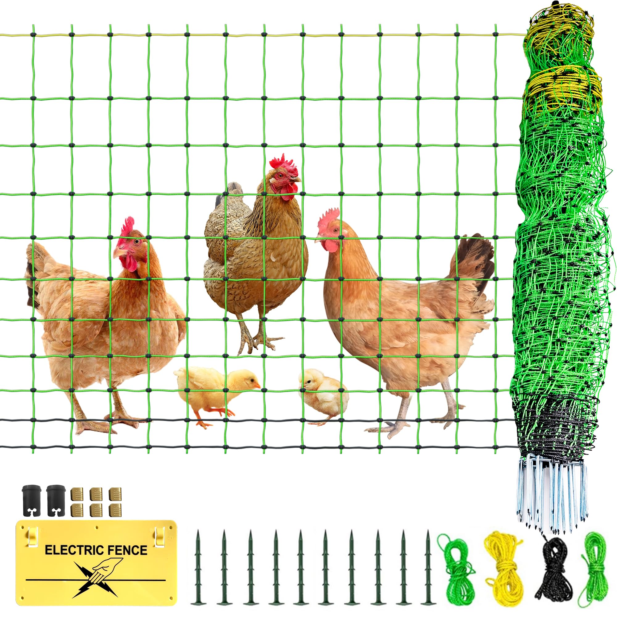 Electric Poultry Netting, 41.5" H x 164' L, Portable Livestock Nets ...