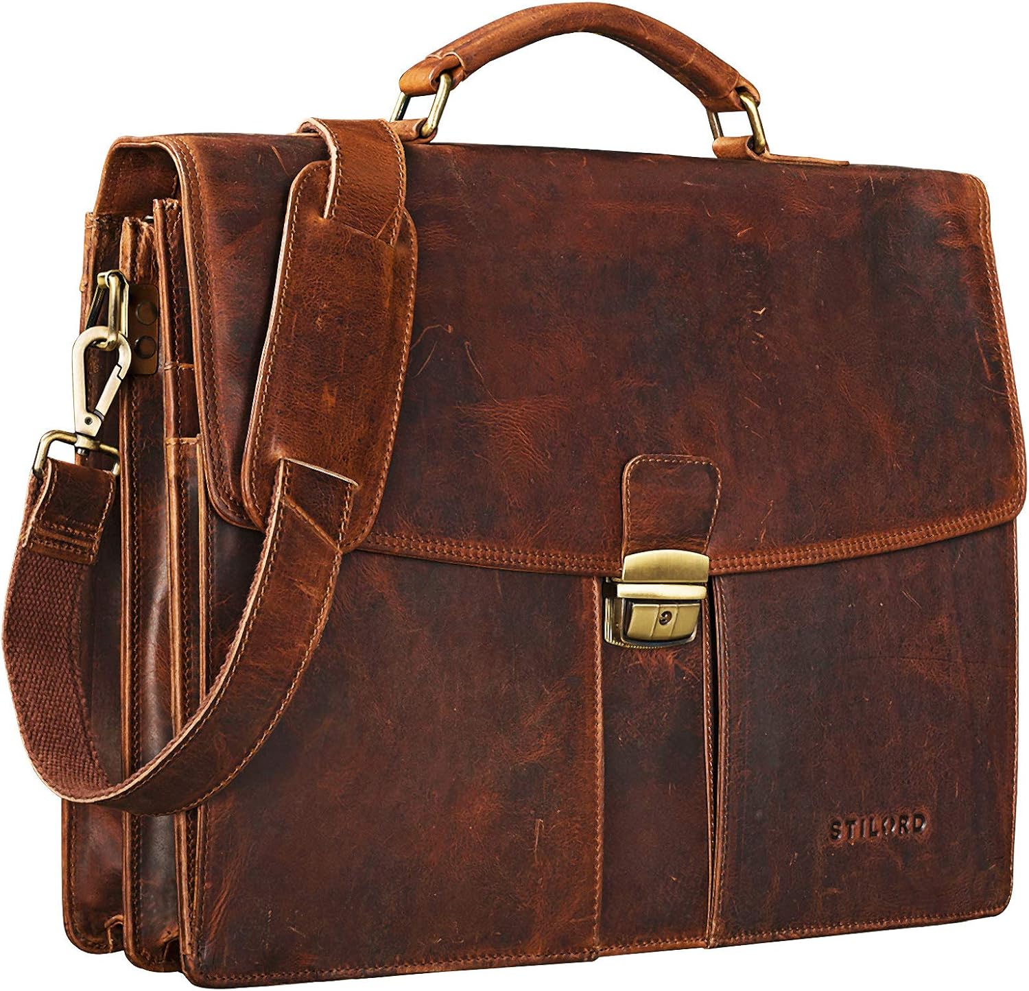 STILORD ‘Julian’ Vintage Leather Briefcase Portfolio Men 15,6 inches ...
