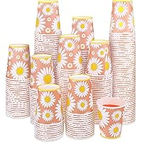 Amazon.com: 100 Pcs Disposable Cups Daisy Flower Paper Cups 9 oz Cups ...