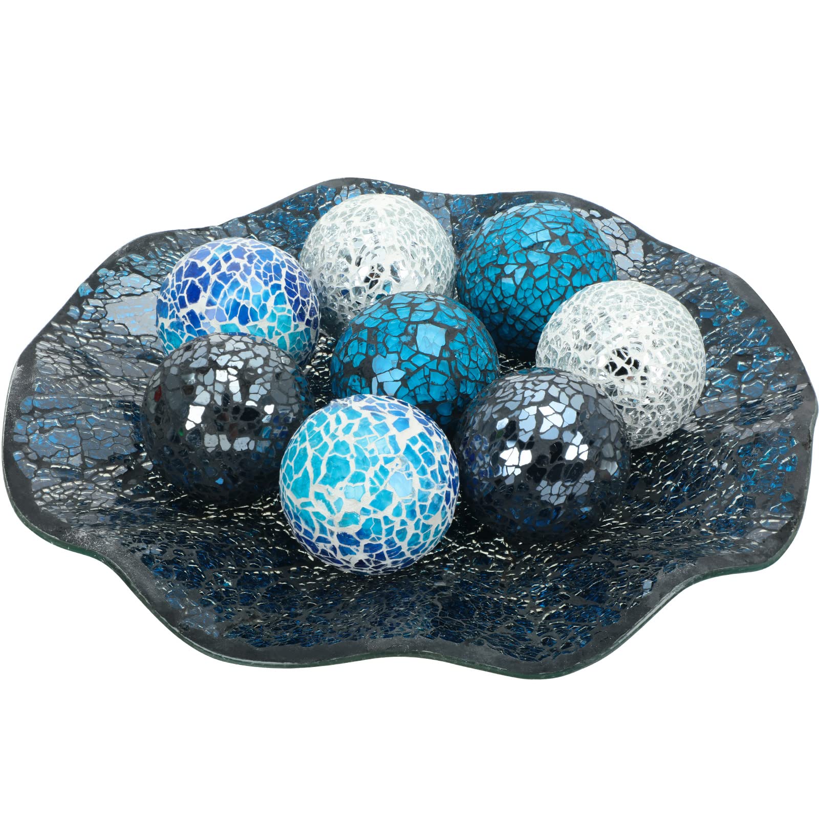 Suclain Centerpiece Bowl and Decorative Balls Set 8 Pcs Table Mosaic ...